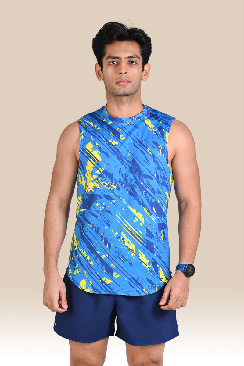 Men's Graphic Tank Top - Blue and Yellow – ENDURACE